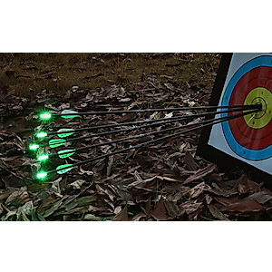 DEEPOWER 6 Pack 31 inch 100% Carbon Arrows with Lighted Nocks and Broadheads for Compound Bow and Recurve Bow Shaft Spine 350/400/500