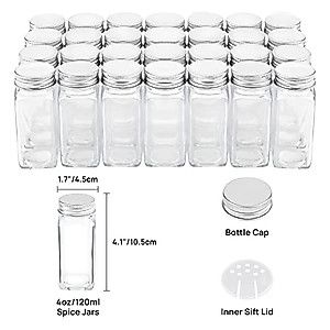 Vtopmart Spice Rack Organizer for Cabinet, 4-Tier Spice Organizer with 28 Empty Spice Jars and 432 Spice Labels, Seasoning Organizer for Countertop, Cabinet, Kitchen, Pantry, Cupboard