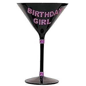 Forum Novelties Birthday Girl Martini Glass Black