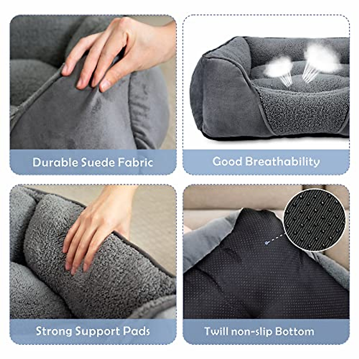 AIPERRO Dog Bed,Small Dog Beds,Cozy Small Pets Friendly Design Machine Washable Rectangle Cat Bed,Orthopedic Calming Dog Sofa Bed Soft Sleeping Puppy Beds,Breathable Cuddler and Nonskid Bottom 20x19