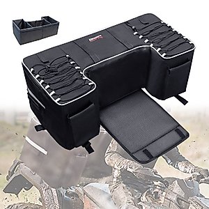 AUCHIVES ATV Storage Bags ATV Rear Padded-Bottom Bag Water-Resistant Cushion Removable Built-In Frame ATV Cargo Bag Large Four Wheeler Zipper Gear Bag