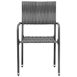 Tidyard 9 Piece Patio Dining Set Acacia Wood Tabletop Dining Table with 8 Garden Chairs Poly Rattan Conversation Set for Balcony, Yard, Deck, Lawn, Outdoor Furniture