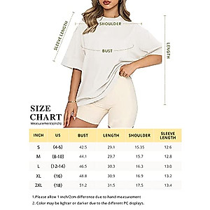 Odsufo Oversized Tshirts Shirts for Women,Half Sleeve Casual Summer Tops Crewneck Tunic Tees White XL