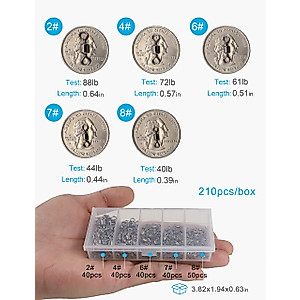 Facikono Fishing Barrel Swivels Set, 210pcs Rolling Bearing Snap Connector for Saltwater Freshwater Fishing