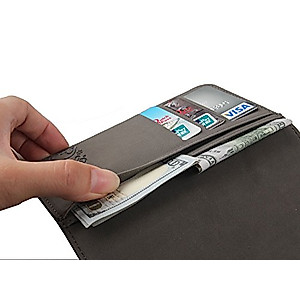 Cheshaoping Genuine Leather Case for Emporia Happy E30 1.8" Wallet Premium Flip Protection Cover Skin Pouch with Card Slot (Dark Red)