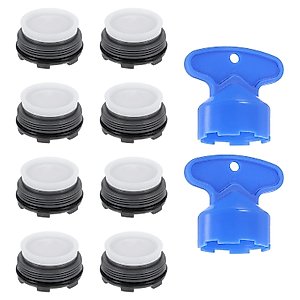 uxcell 8Pcs 24mm Cache Faucet Aerator with 2Pcs Removal Wrench Tool, Faucet Replacement Parts, Water Saving Flow Restrictor Set Replacement Parts for Kitchen Bathroom Sink