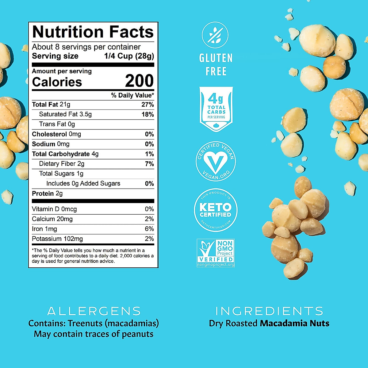 Mauna Loa Premium Hawaiian Roasted Macadamia Nuts, Unsalted, 8 Oz Bag (Pack of 1)