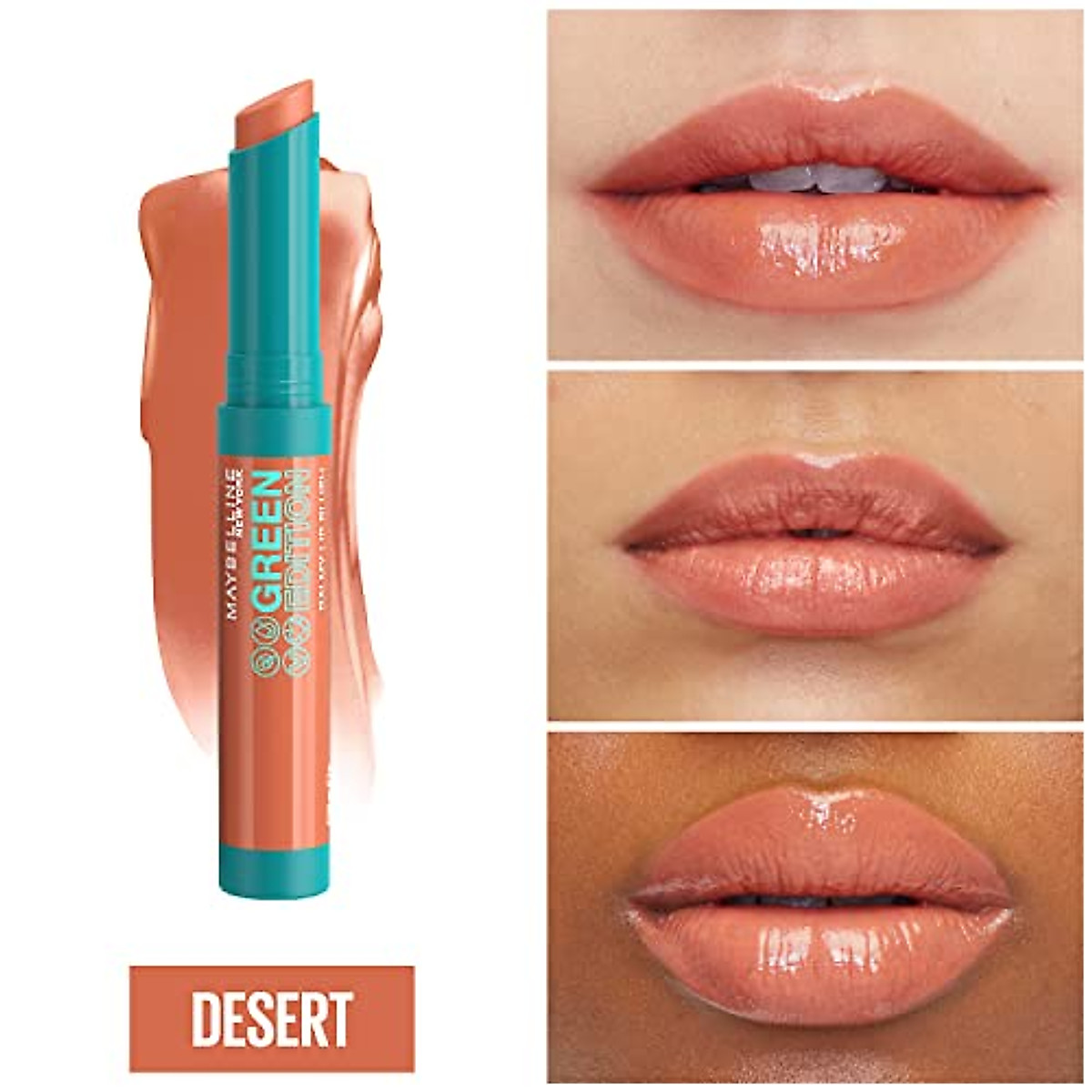 Maybelline Green Edition Balmy Lip Blush, Formulated With Mango Oil, Desert, Yellow Nude, 1 Count