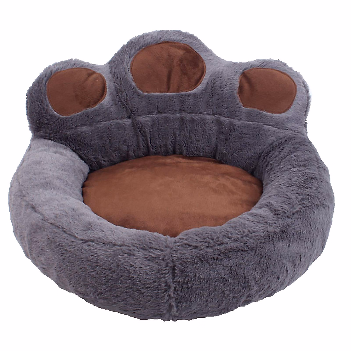 Durable Comfortable Natural Cat Dog Beds for Small Pet,Lovely Bear Paw Shape Dog Cats Pet Cushion Bed Warm Plush Soft Nests Kennel - White