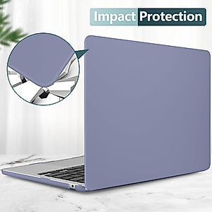 TWOLSKOO for M3 MacBook Air 13.6 Inch Case 2022 2023 2024 Release A2681 M2 A3113, Matte Hard Shell Cover with Trackpad Film & Keyboard Cover & Screen Film for MacBook Air 13.6", Cream Lavender Grey