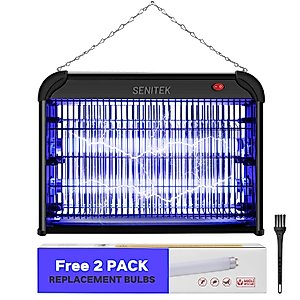 Mosquito Zapper, Electric Bug Zapper Indoor, Powerful Fly Insect Killer Repellent Lamp Outdoor Patio, Home Pest Control Bug Catcher Eliminator for Gnat Fruit Fly Moth w/Replacement Bulb (Black)