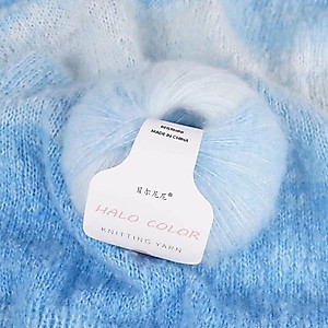30G/Ball Soft Mohair Crochet Yarn Fine Thread Gradient Dyed for Knitting Hat Scarf DIY Hand Weaved Supplies (Color : B)