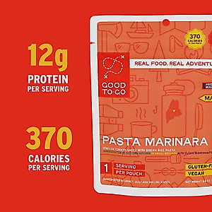 GOOD TO-GO Pasta Marinara (Single Serving) |Camping & Backpacking Food | Just Add Water Backpacking Meals | Good To-Go Dehydrated Meals Taste Better Than Freeze Dried Food