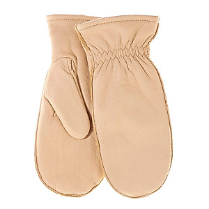 Pratt and Hart Snowfall Women’s Deerskin Leather Mittens with Finger Liners Size M Black