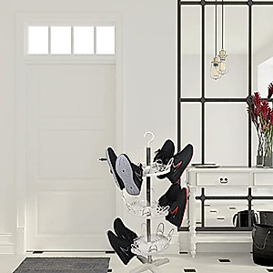 VAIPI 2 Sets Revolving Shoe Rack 360-Degree Rotating Shoe Rack Adjustable Shoe Tree Racks Spinning Round Shoe Organizer Standing and Hanging Shoe Rack for Home