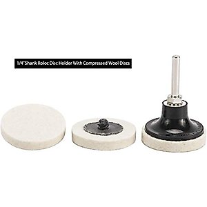 30 Pcs of 2" Commpressed Wool Fabric Qc Disc Polishing Buffing Pads Wheels and 1 Pcs of 2" Disc Pad Holder with 1/4" Shank for Polishing & Buffing Projects