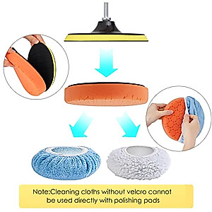 CHEGIF 17pcs 6 Inch Buffing Polishing Pads Kit, Car Buffing Sponge Pads Cutting Polishing Pad Kit, Includes Wool Buffing Pad and Polishing Bonnets with M14 Drill Adapter for Car Polishing and Waxing