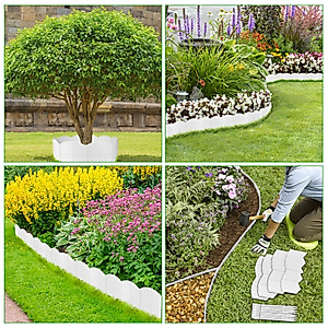 30Pack Garden Edging Border Landscape Edging Lawn Garden Fence Edgings Decorative Landscape Border with 30 Pcs Stakes for Lawn Garden Flower Bed Yard (White)