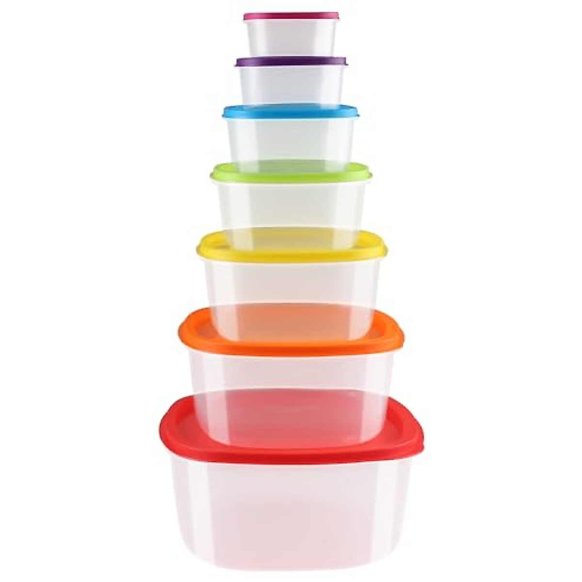 Arrinew Food Storage Containers with Lids, Nest Stackable Space-Save Design Plastic Storage Bowls, Multi-Color Kitchen Bowls Food Storage, BPA Free Microwave Freezer Dishwasher Safe, 7 Pack