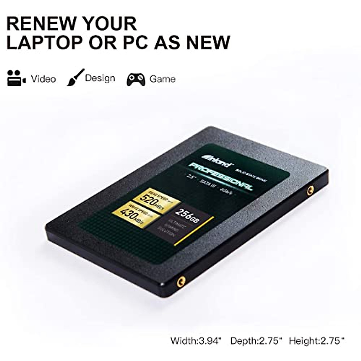 INLAND Professional 3 Pack 256GB SSD SATA III 6Gb/s 2.5" 7mm TLC 3D NAND Internal Solid State Drive (3x256GB)