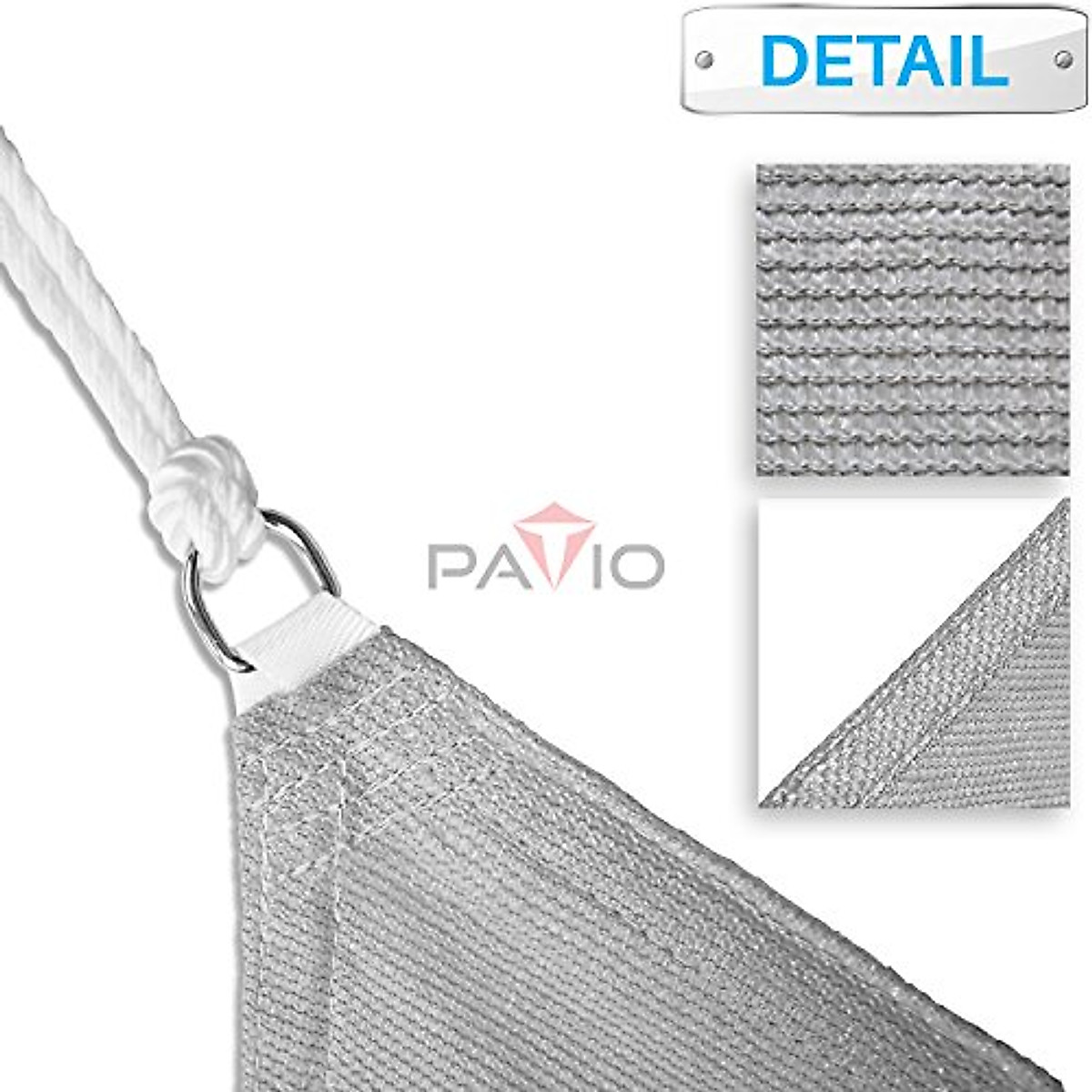Patio Paradise 16' x 16' Light Grey Sun Shade Sail Square Square Canopy - Permeable UV Block Fabric Durable Patio Outdoor - Customized Available