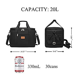 MOYAQI Large Soft Sided Picnic Cooler Bag 20L Insulated Leak Proof for 30 Cans of Beverage or Beer Storage, Collapsible Cooler Lunch Bag for Camping, Lunch, Beach, Picnic, Road Trips, Shopping, Travel