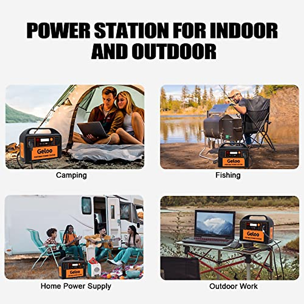 Geloo Portable Power Station 300W, 299Wh Solar Generator for Camping, Portable Solar Power Station 110V/300W AC, USB, PD Output, Portable Generator for Home Outdoor Camping RV Travel