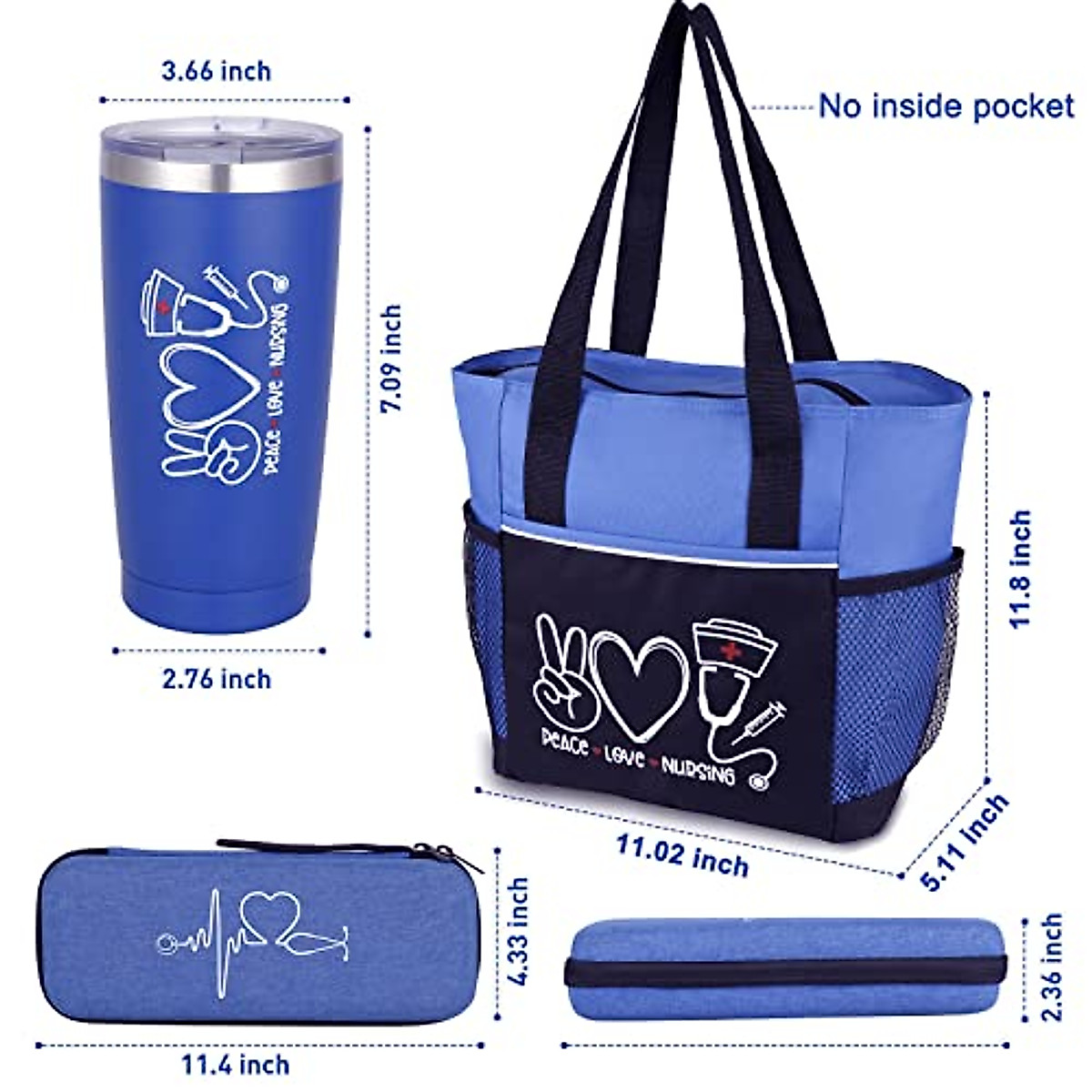 Abctec Nurse Graduation Gift Ideas, 3-piece nursing graduation gifts - lpn gifts for nurses, nurse graduation gift- Zippered Nurse Tote Bag, Stethoscope Case & Tumbler