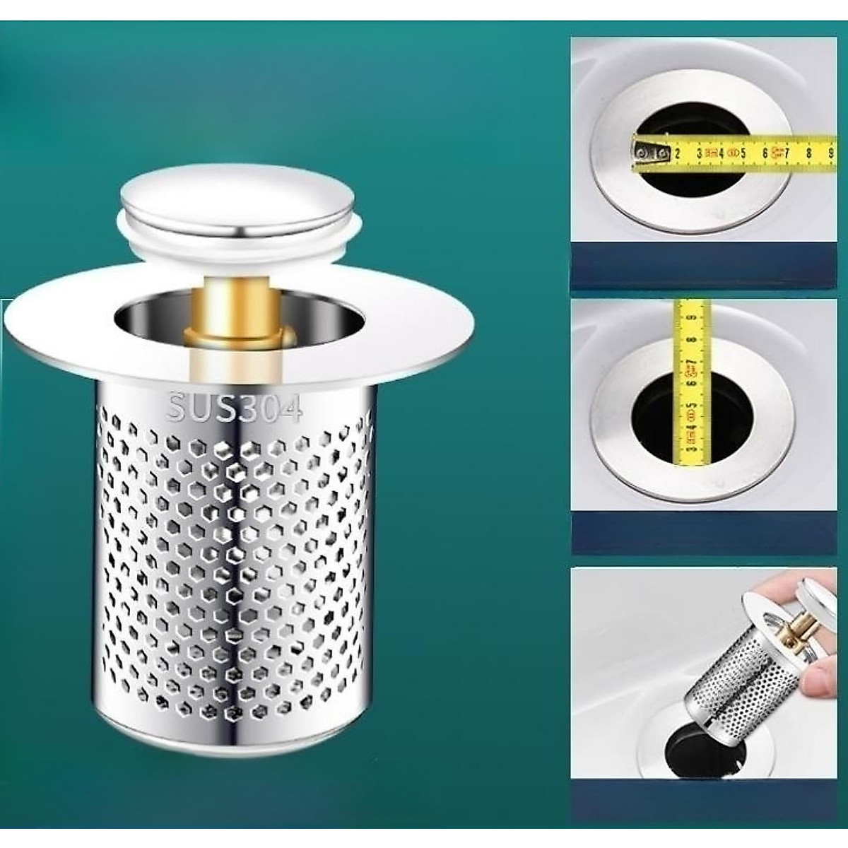 Homezo Sink Stopper with Basket - Upgraded Sink Stopper with Basket, Sink Stopper with Basket, Upgraded Bathroom Pop-up Drain Stopper and Strainer. (1 Long+1 Short)