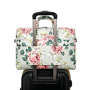 canvaslife Pattern 15 inch Canvas Waterproof Laptop Shoulder Messenger Bag for 14 inch to15.6 inch Laptop 15 Laptop Case (Pink rose)