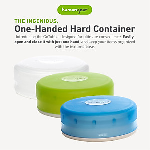 humangear GoTubb | Hard Container | Easy Open | Food-Safe Material, Clear/Green/Blue, Medium