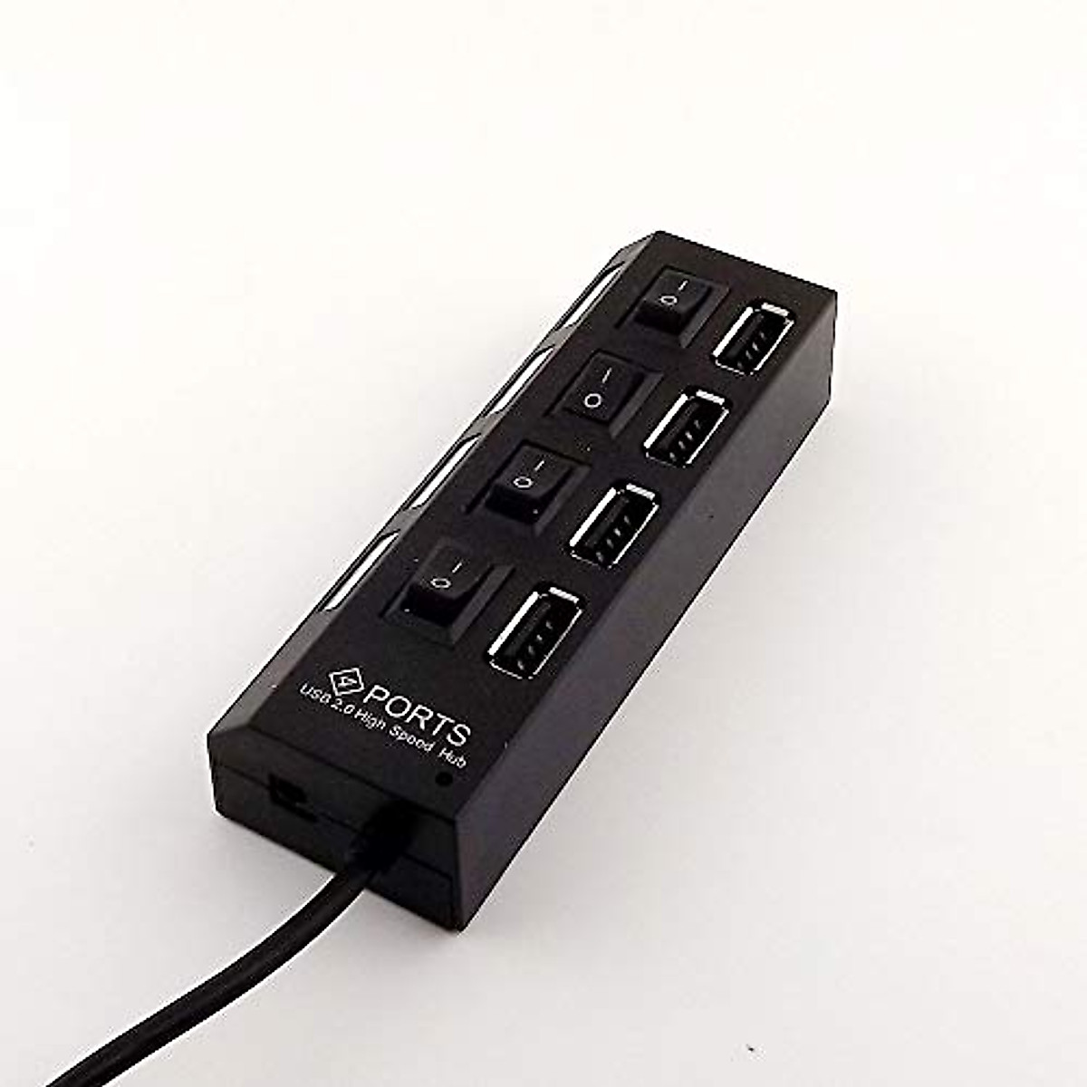 Lysee Data Cables - 1x USB 2.0 Hub 4-Port Speed Adapter for PC Laptop with Individual Power Switch White/Black - (Color: Black)