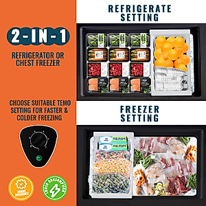 WANAI Chest Freezer Small Deep Freezers Top Door with Removable Basket Mini Compact Freezer 7 Temperature Control Energy Saving for Home Kitchen Office Dorm Apartment Black