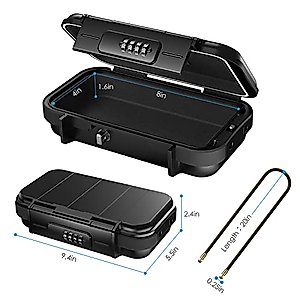 AMIR Portable Safe Box, Combination Security Case LockBox with Code, Waterproof Anti-Theft Mini Travel Safe Box with Removable Chain, Portable Lock Box for Home,Office