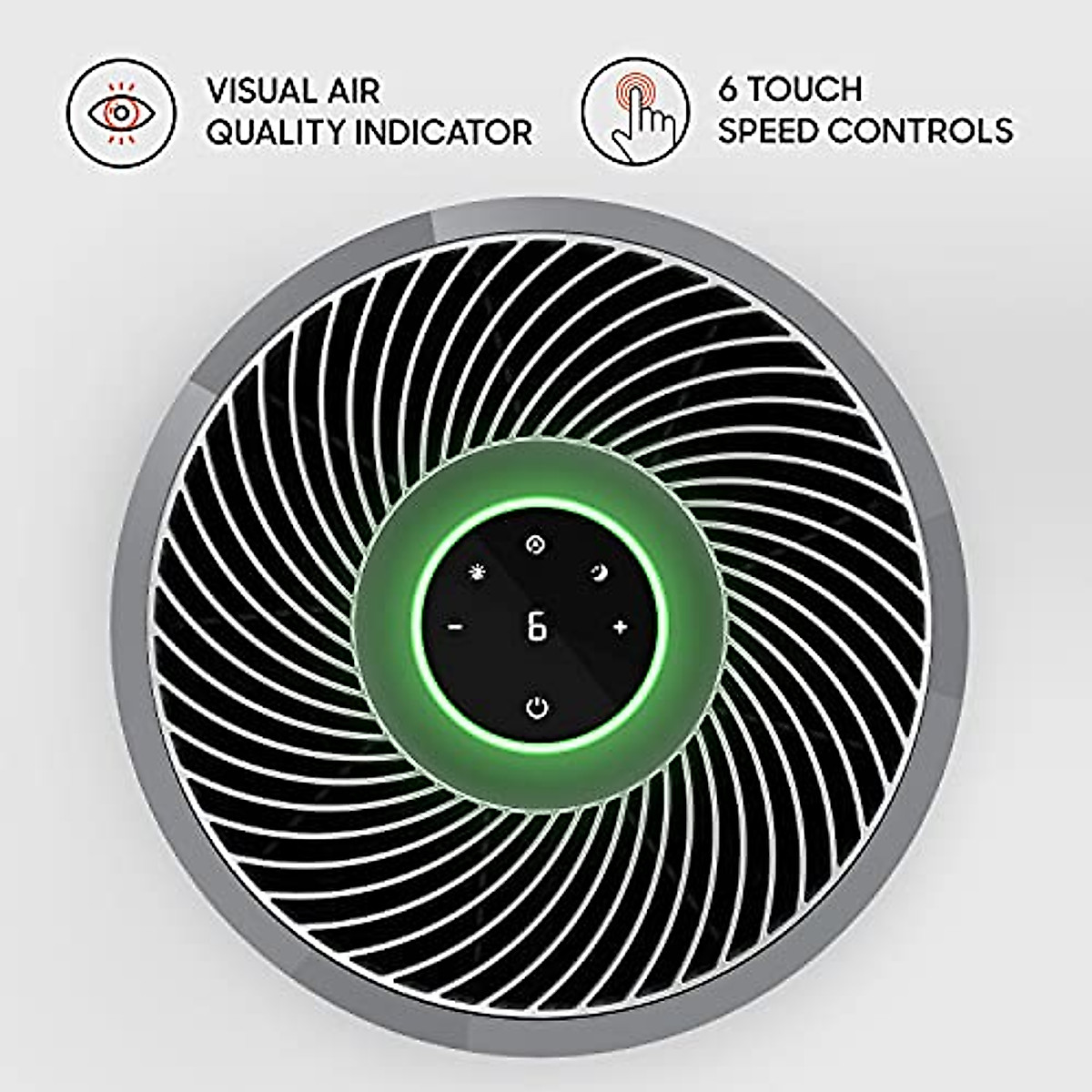 Sharper Image PURIFY 9 Whole Room Air Cleaner with True HEPA Filtration, Activated Carbon Filter, Visual Air Quality Indicator, for Home, Bedroom and Office