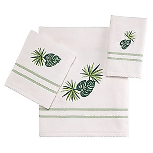 Avanti Linens - Fingertip Towel, Soft & Absorbent Cotton Towel (Viva Palm Collection),White