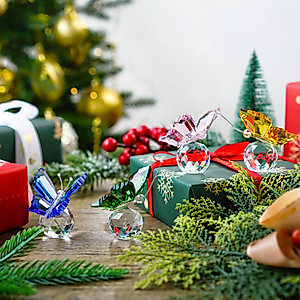 H&D HYALINE & DORA Crystal Flying Butterfly with Crystal Ball Base Figurine Collection Cut Glass Ornament Statue Animal Collectible Pack of 4