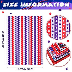 15 Pieces Labor Day American Flag Faux Leather Sheets Glitter Sequins Synthetic Leather Sheets DIY Faux Leather Fabric Making Earrings Bows DIY Crafts, 8.3 x 6.3 Inch (Classic Style)