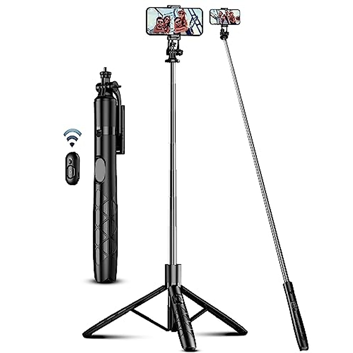 71" Phone Tripod & Selfie Stick, All in One Extendable Cell Phone Tripod with Wireless Remote, Tripod Stand for iPhone & Travel Tripod 360° Rotation Compatible with iPhone Android Phone, Camera