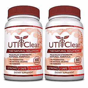 UTI Clear - Urinary Tract Support- 100% Pure Key Ingredients – Cranberry, Lingonberry, D-Mannose, Berberine & Uva Ursi - 1 Bottle