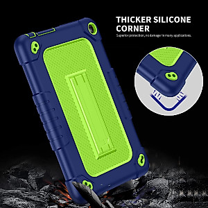 Cherrry Case for Kindle Fire HD 8&HD 8 Plus(12th Gen,2022 Released),3-Layers Combo Heavy Duty Rugged Shockproof Tablet Cover with Kickstand for Amazon Fire HD 8 2022/Fire HD 8 Plus (Navy/Green)
