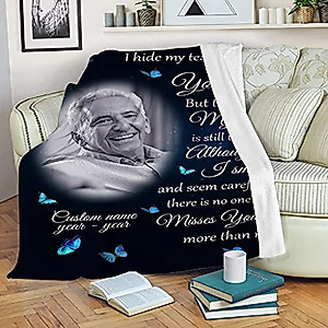 Generic Memorial Blanket Missed You More Than Me - Butterflies Custom Blanket Meaningful Remembrance Fleece Throw, Deepest Grief Sympathy Gift for Loss of Father, Mother T413 (30x40 inch), 30 x 40 in