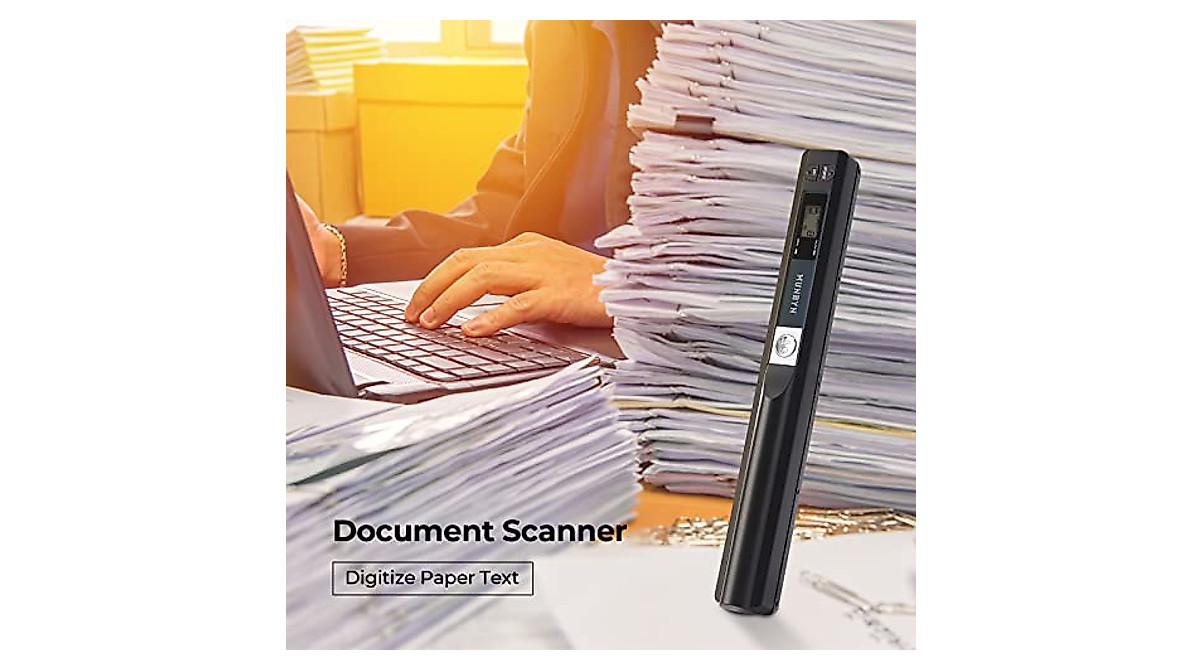MUNBYN Portable Scanner - High-Res Wand Scanner with 16GB SD