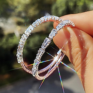 Dangle Earring Zircon Fashion Earrings S-imple Exaggerated Gold for Ladies Unique Temperament Earrings Silver Cute Jewelry Gifts for Women Girls, Rose Gold