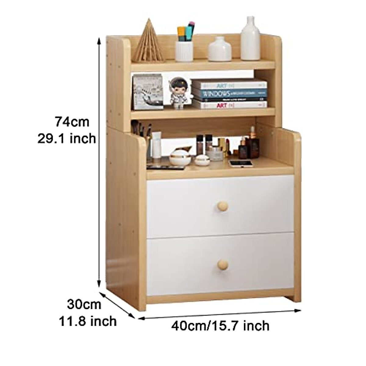 MKYOKO Night Stand, Side Table with Storage Drawer and Open Wood Shelf, Wooden Cabinet, Small Bookshelf Bookcase, Nightstands for Bedroom, Living Room, Dorm (Color : C)