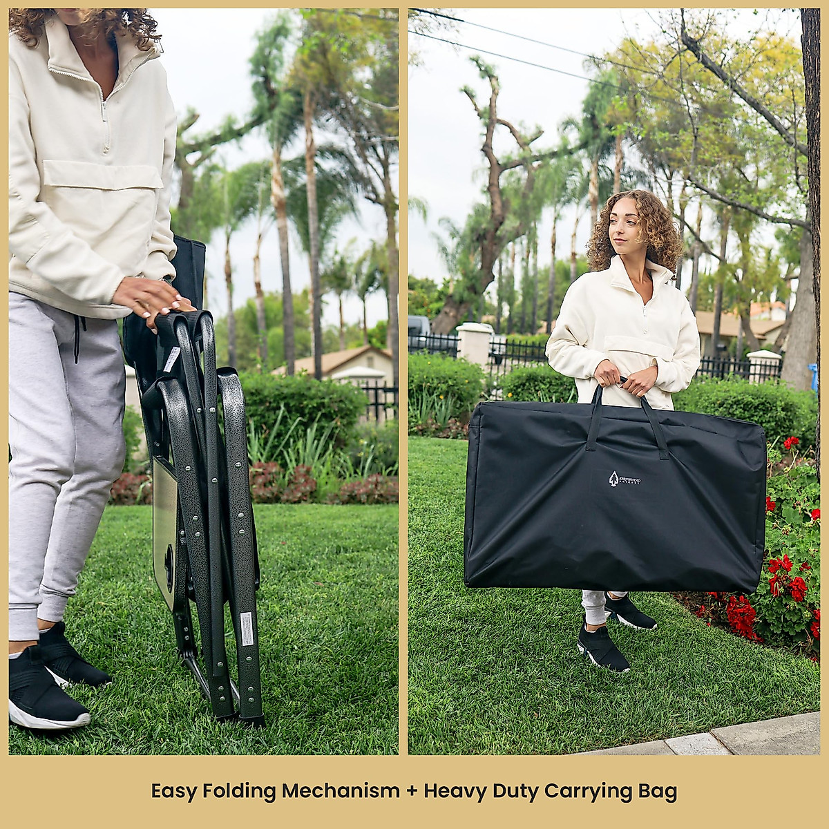 ARROWHEAD OUTDOOR Folding Director’s Chair w/Side Table & Integrated Cooler, Cup Holder, Storage Pouch, Supports up to 450lbs, Carrying Case, Steel Frame, High-Grade 900D Canvas, Black (KKS0292U)