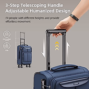 SHOWKOO Luggage Sets, Softside Lightweight Expandable Durable Suitcase with TSA Lock and Double Spinner Wheels, 3 Piece (20in24in28in, Blue)