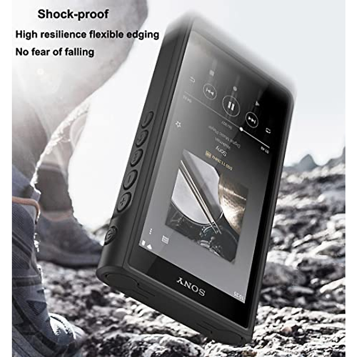 Benks Flexible Slim PC+TPU Protective Armor Shell Skin Case Cover for Sony Walkman NW-WM1AM2 WM1AM2 NW-WM1ZM2 WM1ZM2 (Benks Black case)