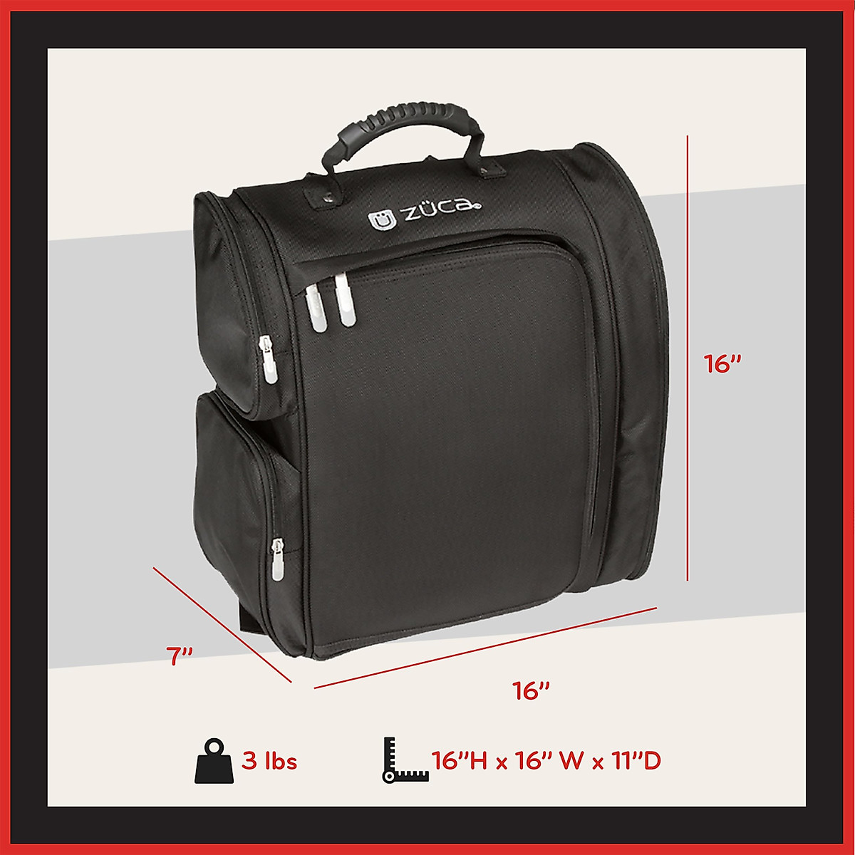 Zuca Artist Backpack With Two Vinyl-Lined Utility Pouches, Black