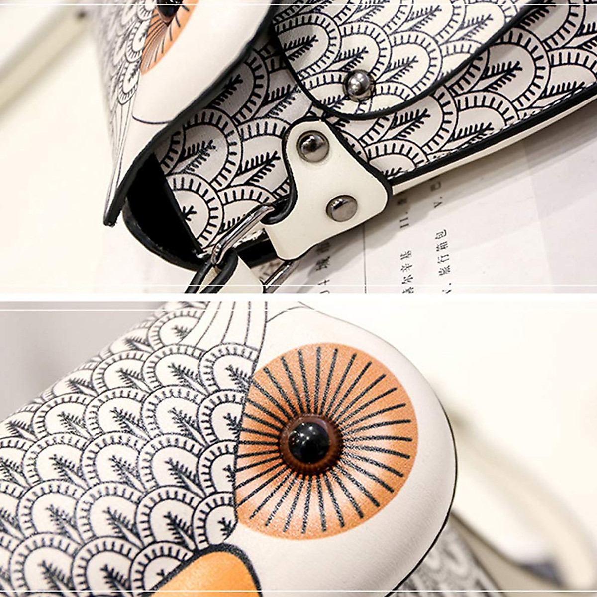 Cross-body handbags Girl's Classic Cartoon owl shoulder PU Leather Mini Casual Bag (white)